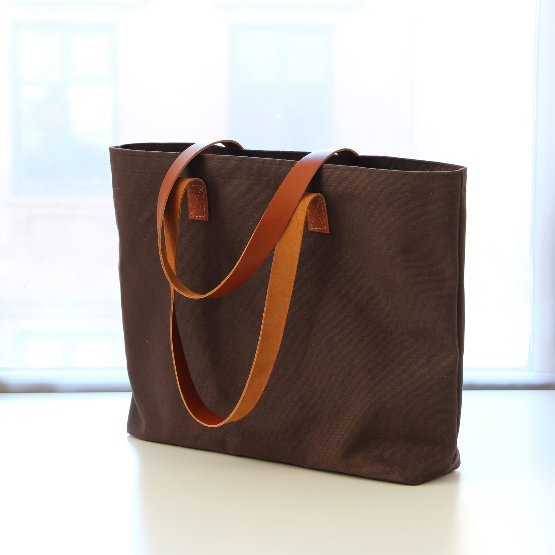 Canvas Tote with Leather Handles - made to order